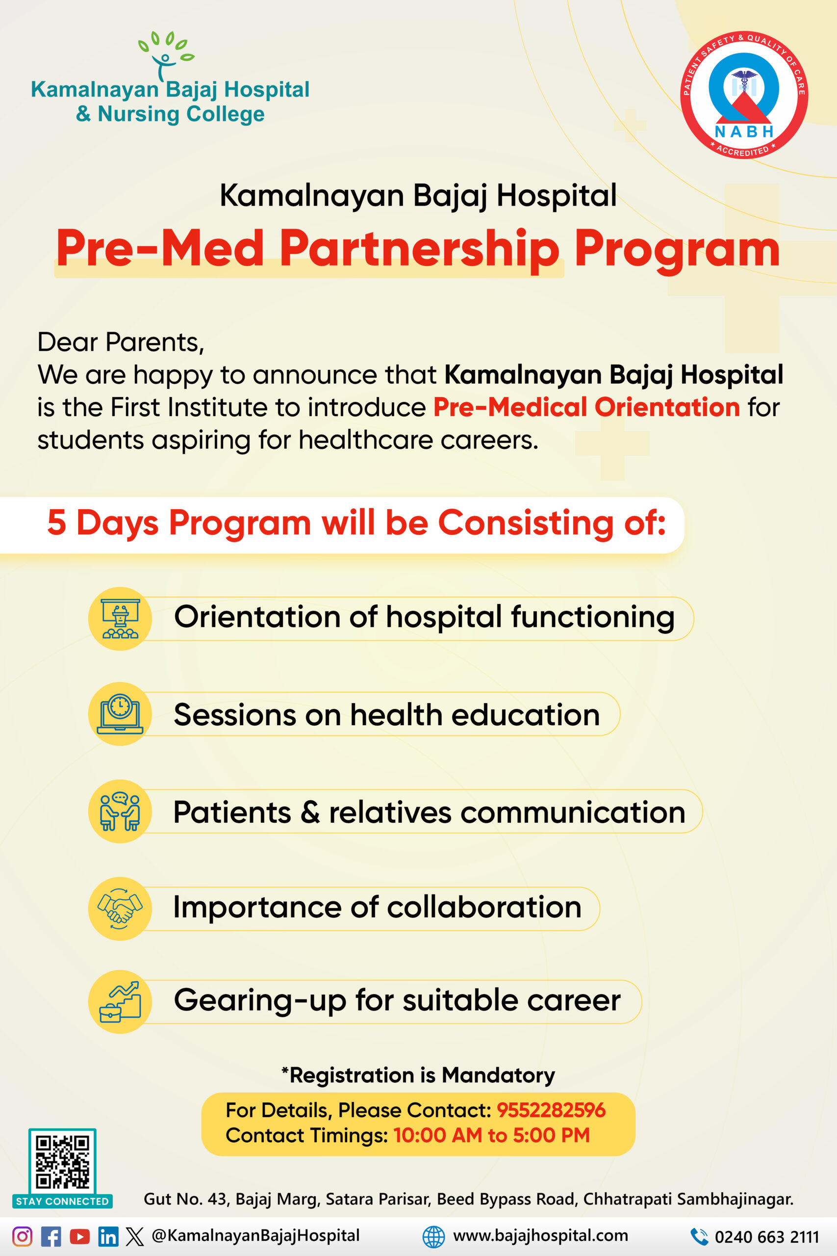 📢 Announcing the “Kamalnayan Bajaj Hospital Pre-Med Partnership Program ...