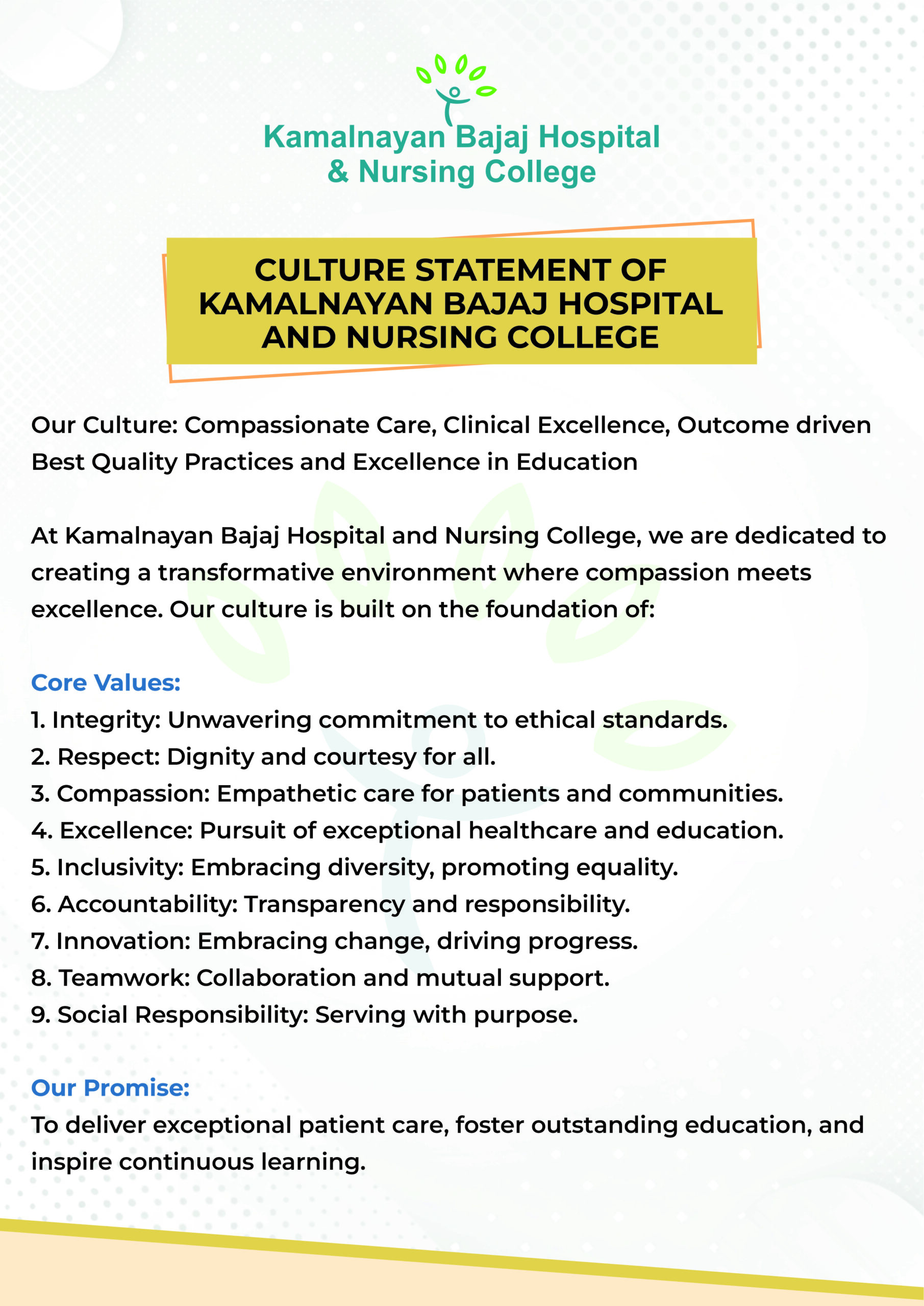 Culture Statement – Kamalnayan Bajaj Hospital