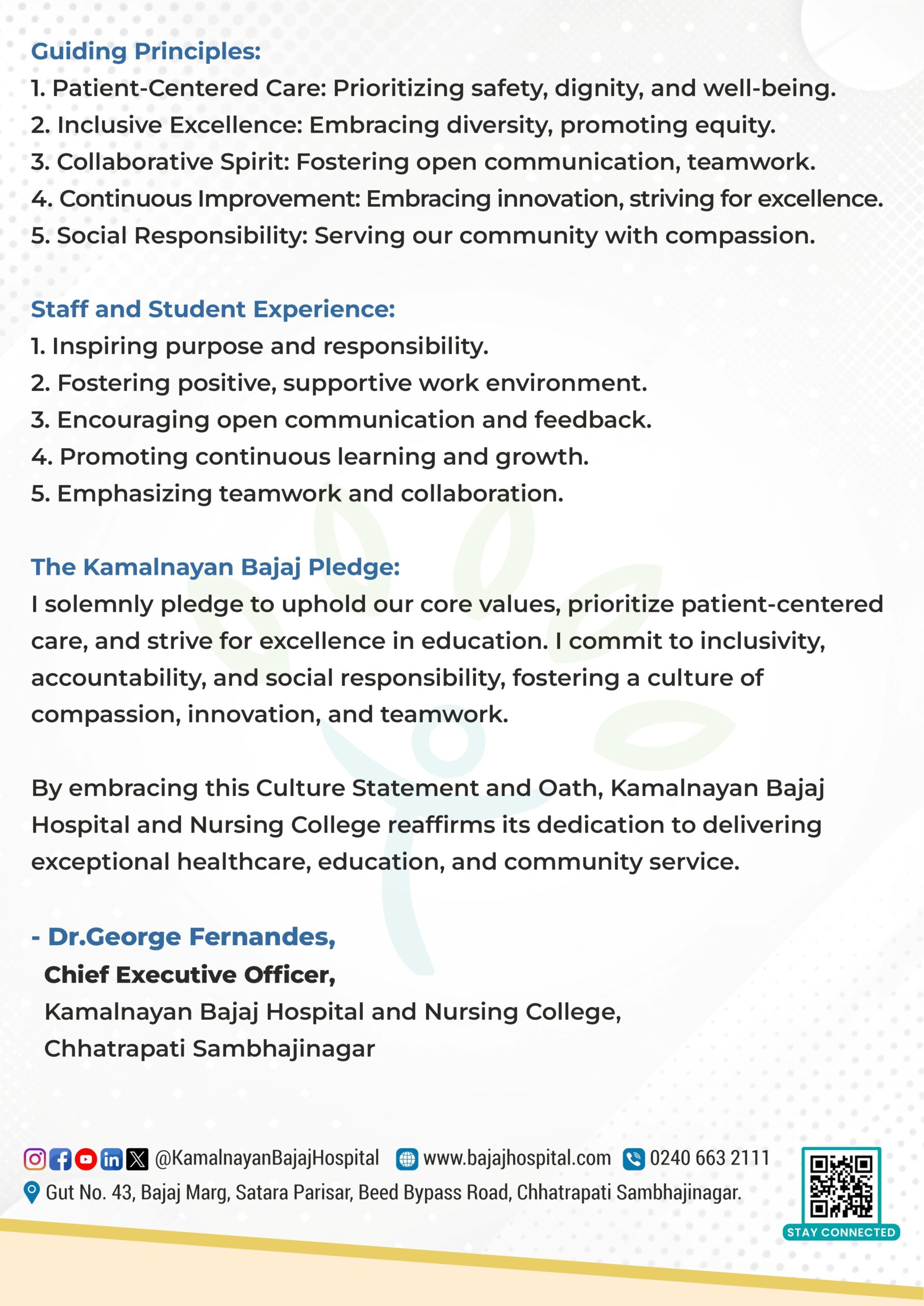 Culture Statement – Kamalnayan Bajaj Hospital